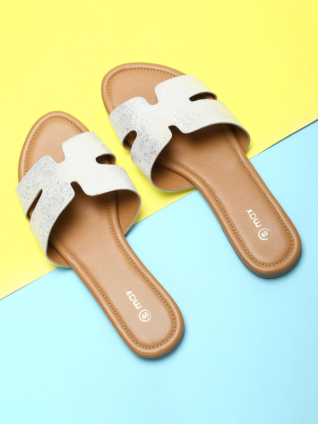 Buy Max Women Silver Toned Open Toe Flats - Flats for Women 20290402 ...
