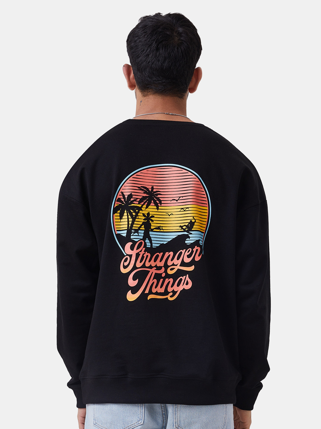 Buy The Souled Store Men Black Stranger Things Printed Pure Cotton ...
