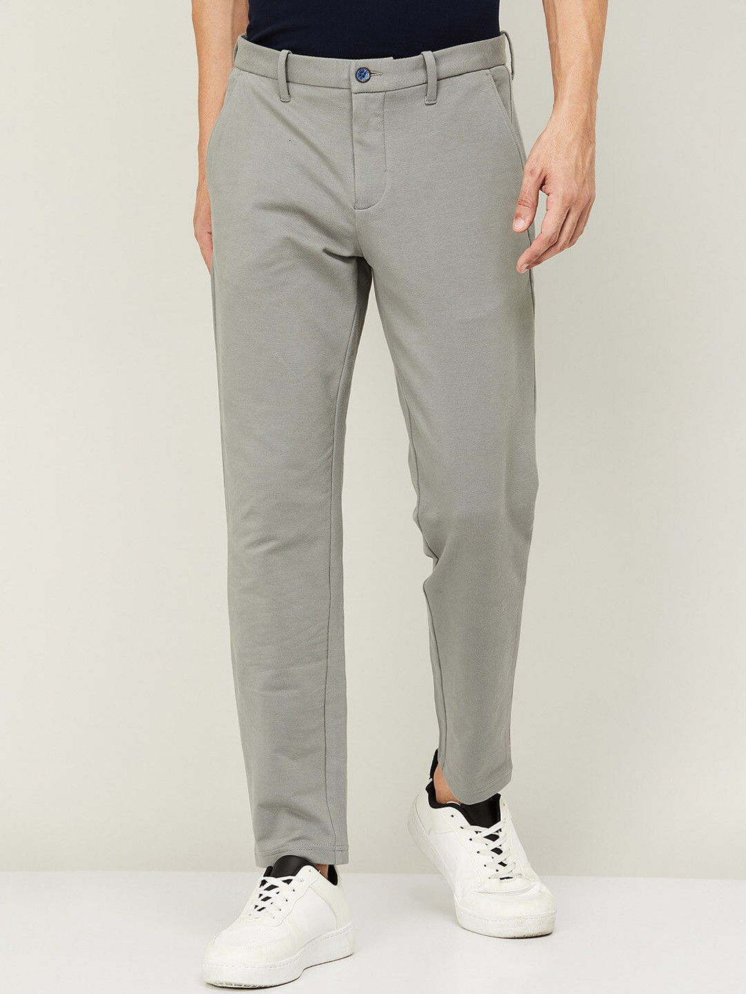 Buy CODE By Lifestyle Men Grey Cotton Trousers - Trousers for Men ...