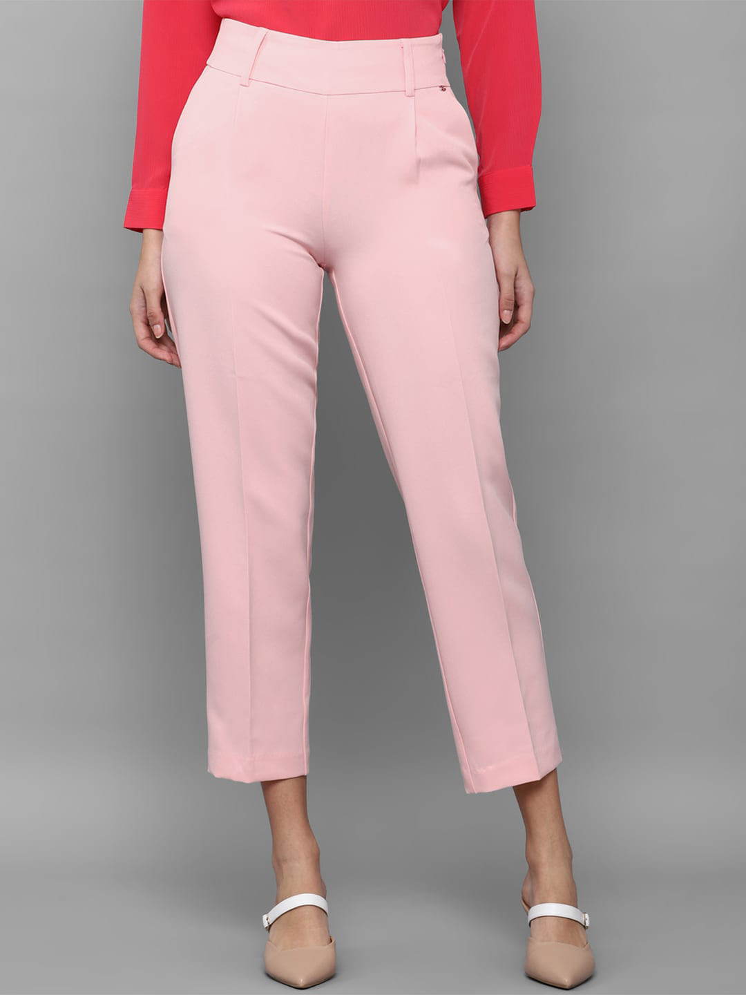 Buy Allen Solly Woman Women Pink Solid Trouser - Trousers for Women ...