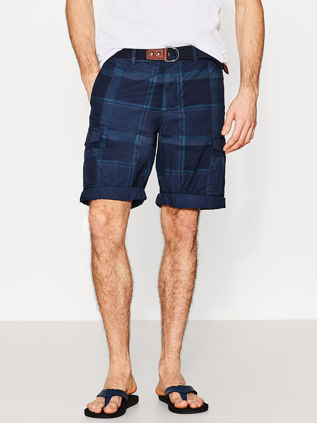 Buy ESPRIT Men Blue Checked Cargo Shorts - Shorts for Men 2029858 | Myntra
