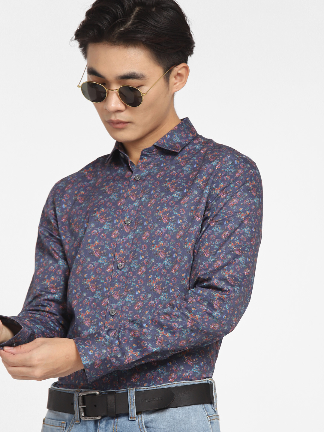 Buy Jack & Jones Men Blue Slim Fit Floral Printed Jjpr Lexus Ls Inp ...