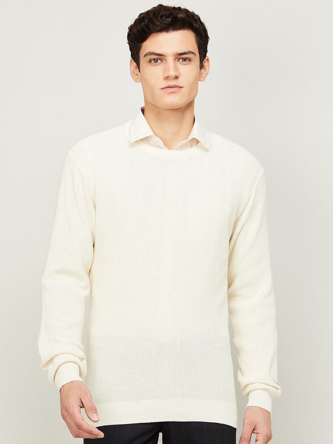 Buy CODE By Lifestyle Men Off White Pullover - Sweaters for Men ...
