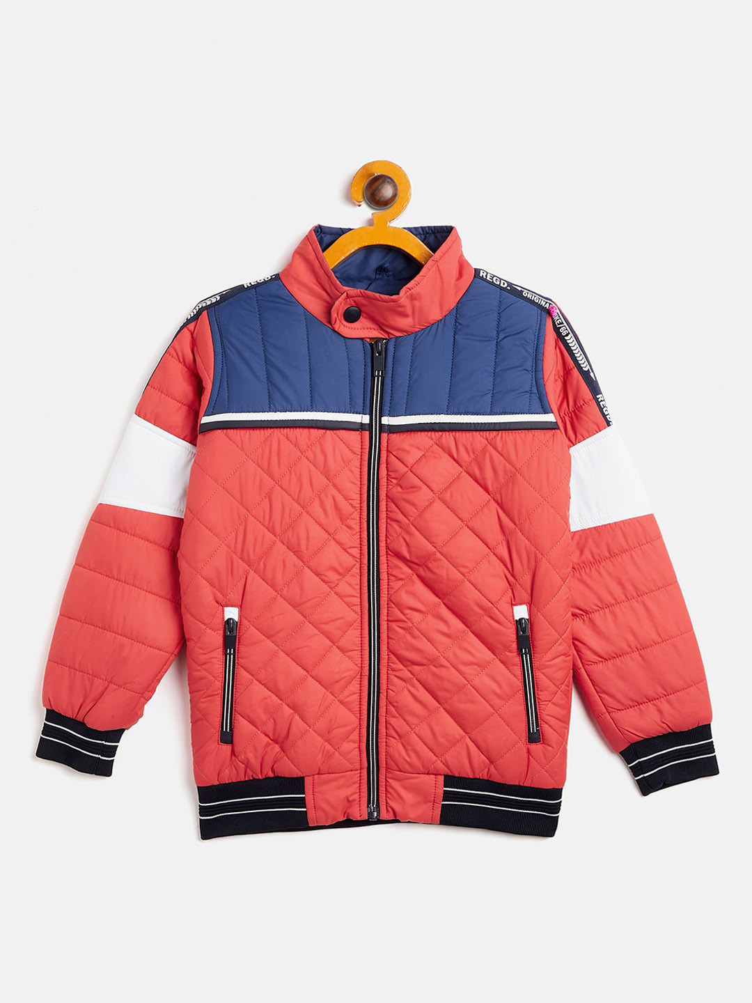 Buy Duke Boys Orange Blue Colourblocked Quilted Jacket - Jackets for ...