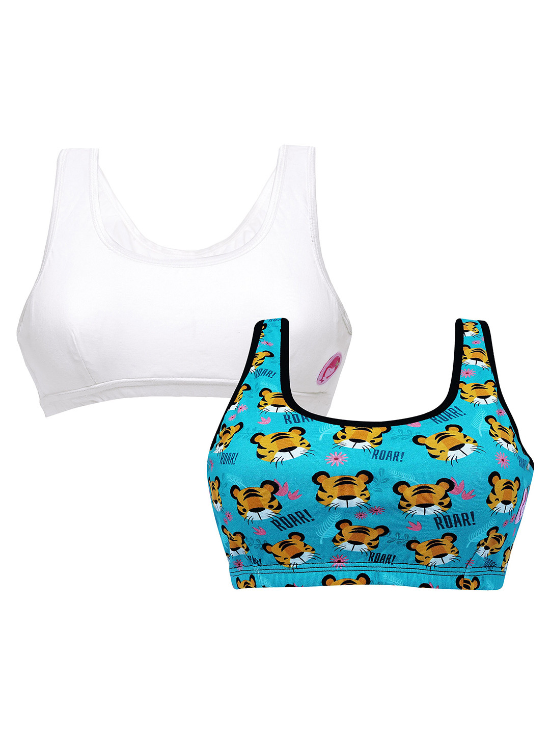 Buy Girls Pack Of 2 Double Layer Premium Cotton Non Wired Non Padded ...