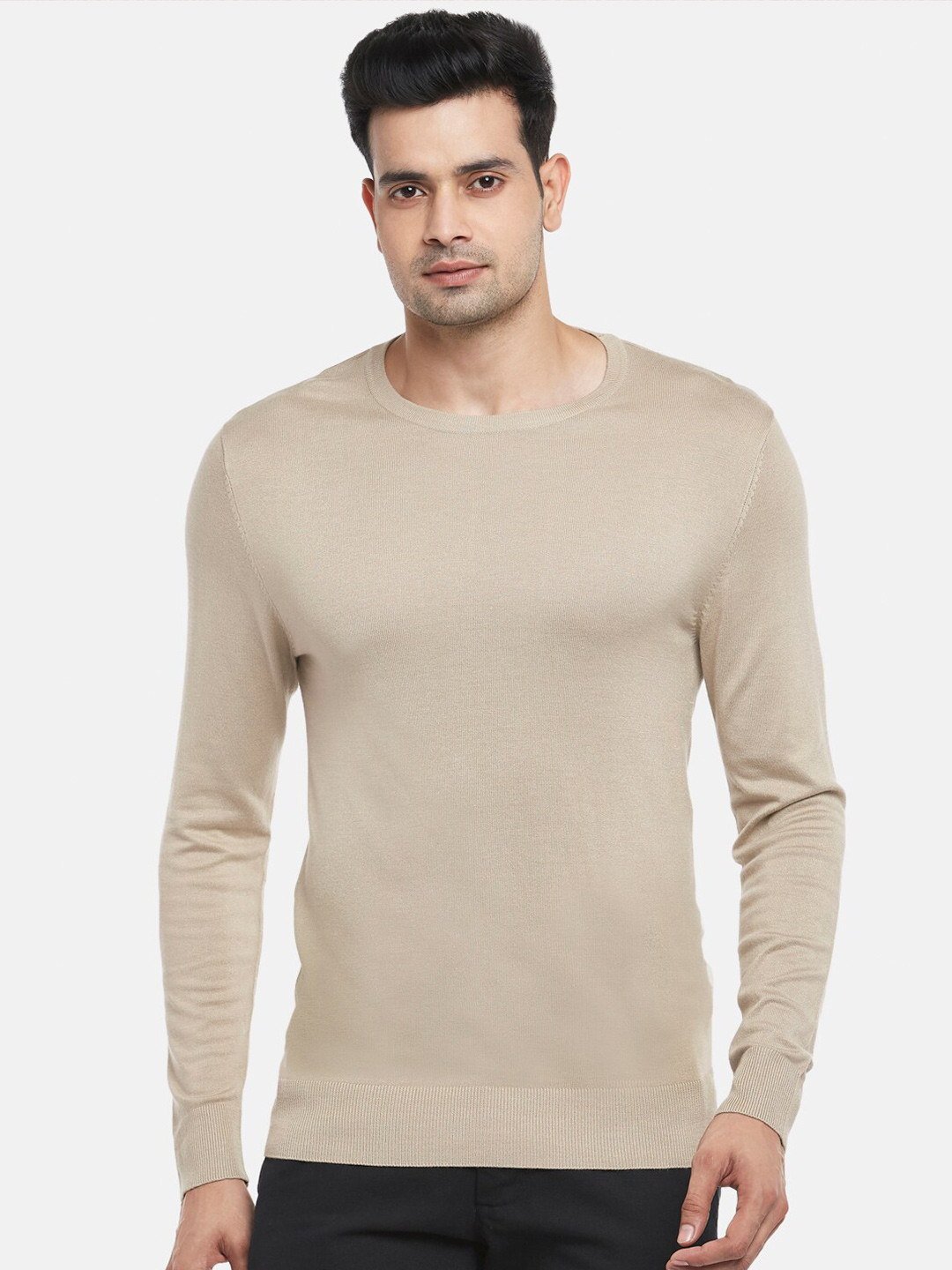 Buy BYFORD By Pantaloons Men Beige Pullover Sweater - Sweaters for Men ...