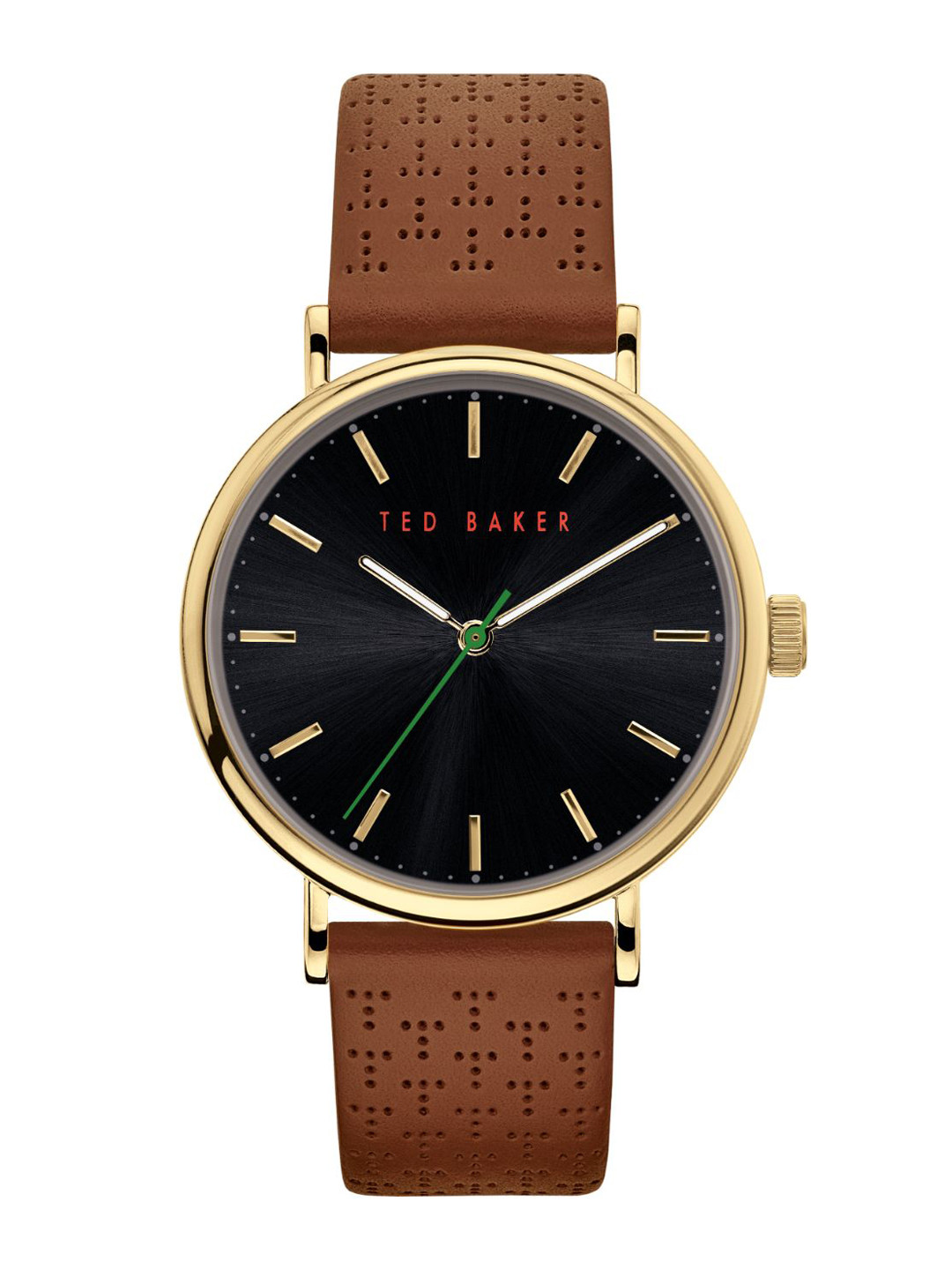 Buy Ted Baker Men Blue Brass Dial & Brown Leather Straps Analogue Watch ...