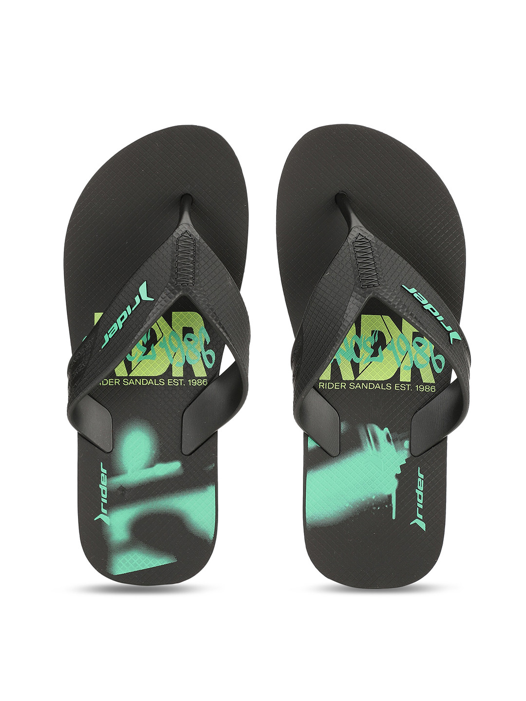 Buy Rider Men Black & Green Printed Thong Flip Flops - Flip Flops for ...