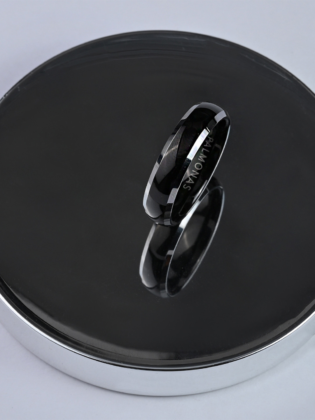 Buy PALMONAS Men Black Solid Stainless Steel Ring - Ring for Men ...