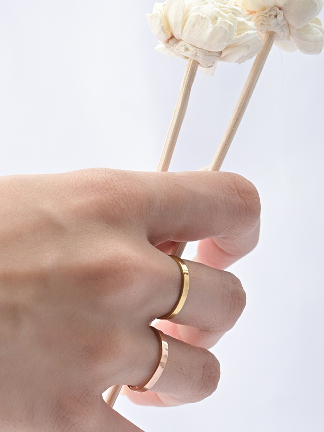 Buy PALMONAS Women Rose Gold Plated Solid Adjustable Finger Ring - Ring ...