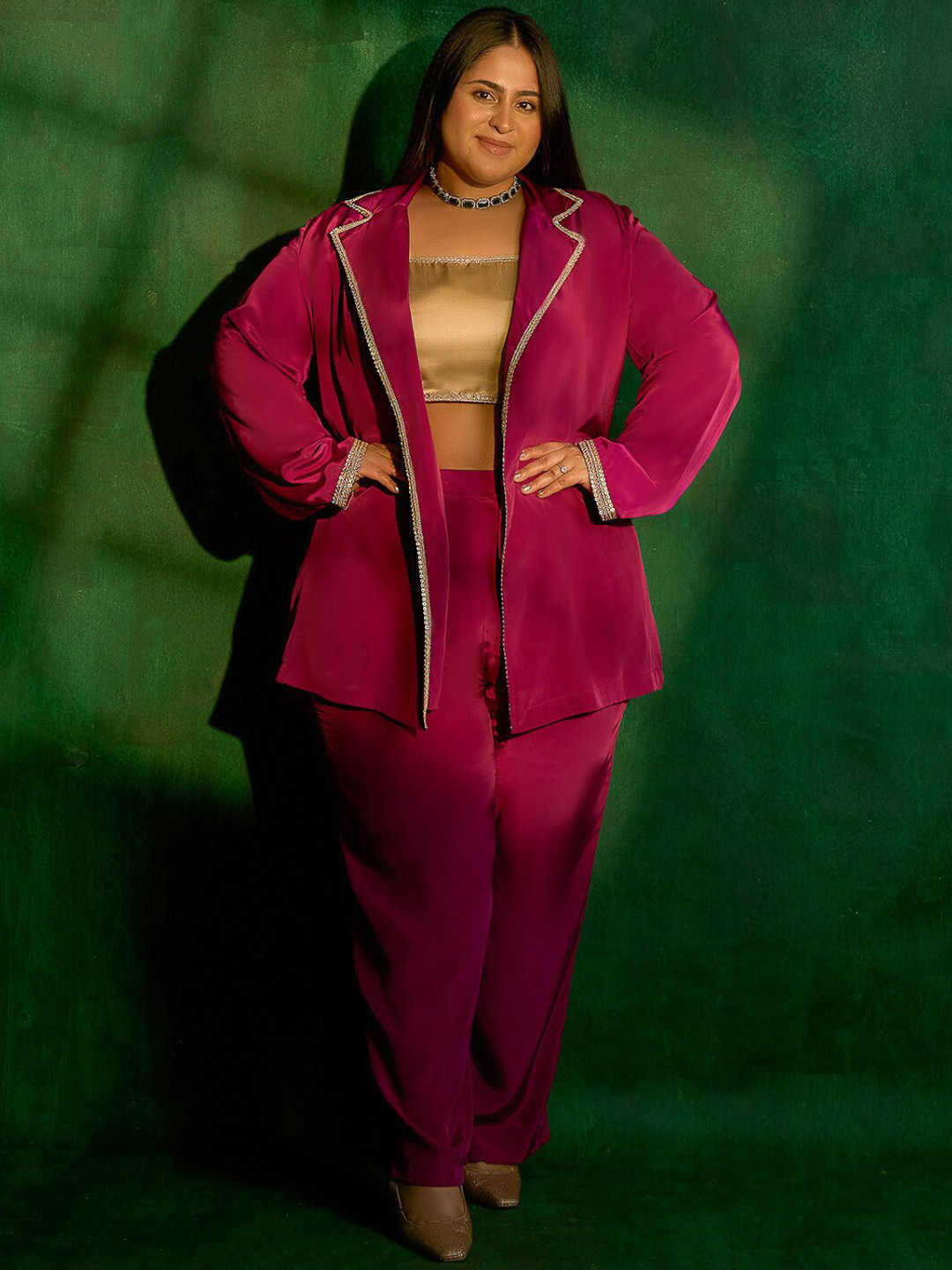 Buy Alaya By Stage3 Women Fuchsia Solid Regular Fit Single Breasted Blazer - Blazers for Women ...