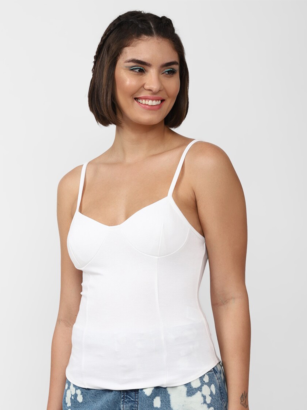 Buy Forever 21 White Shoulder Strap Top Tops For Women 20309218 Myntra