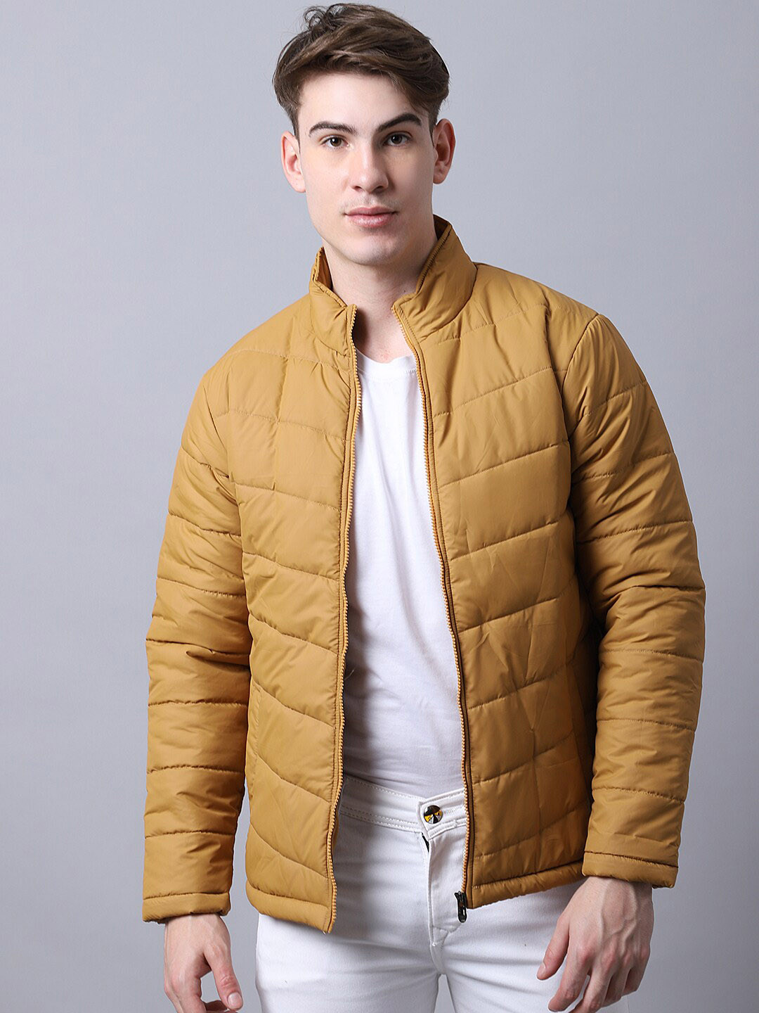 Buy PERFKT U Men Mustard Lightweight Antimicrobial Padded Jacket ...