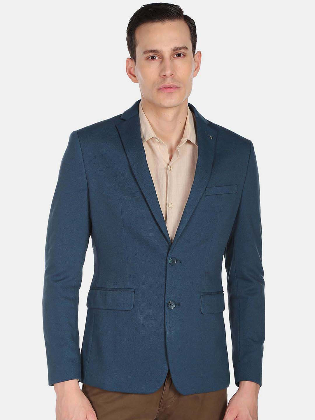 Buy Arrow Men Teal Blue Solid Formal Blazer - Blazers for Men 20310732 ...