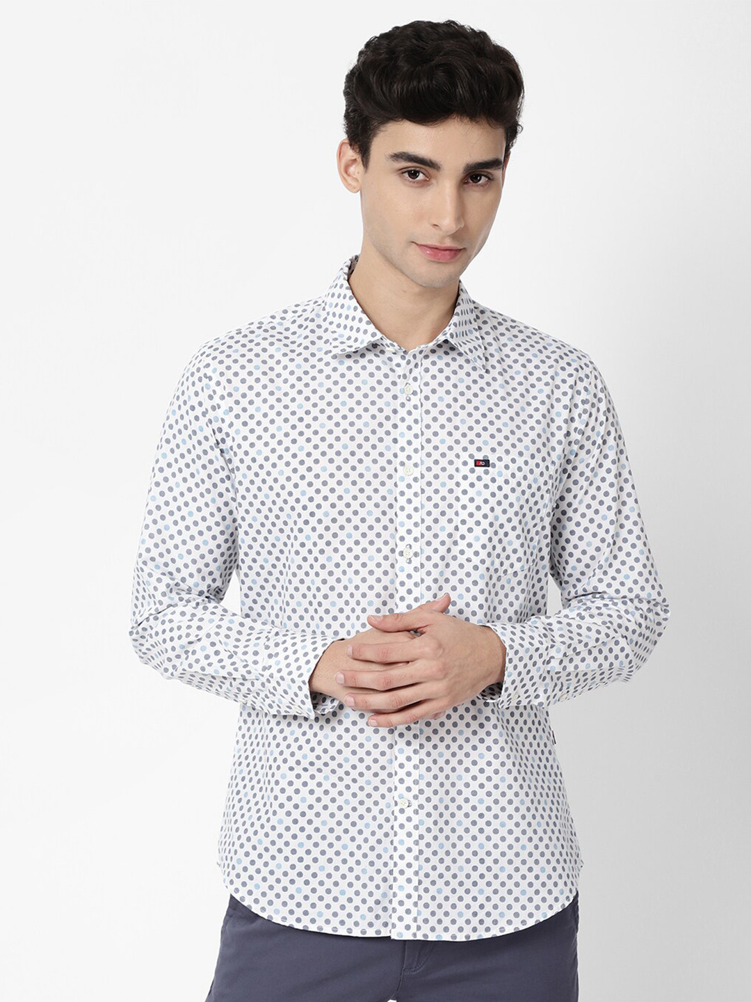 Buy AD By Arvind Men White Slim Fit Printed Cotton Casual Shirt ...