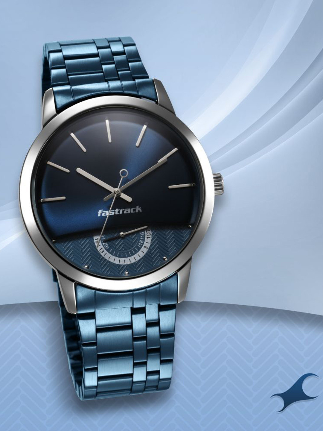 Buy Fastrack Men Blue Dial & Stainless Steel Straps Analogue Watch ...