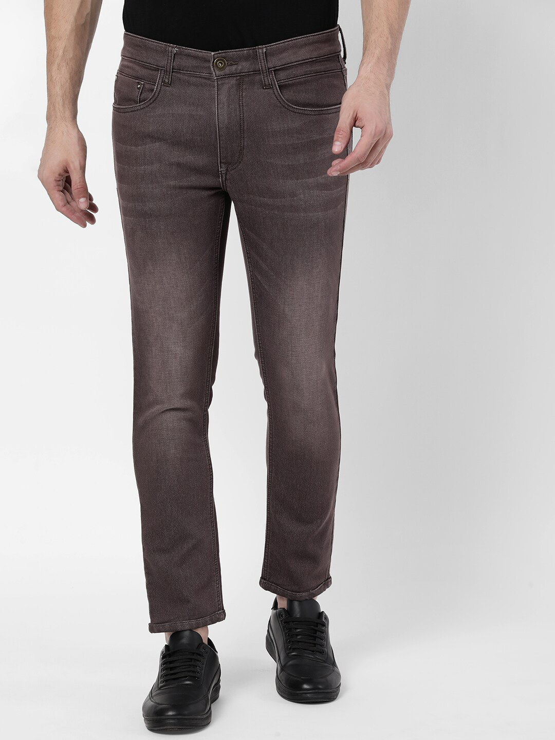 Buy AD By Arvind Men Brown Cotton Skinny Fit Heavy Fade Coloured Jeans ...