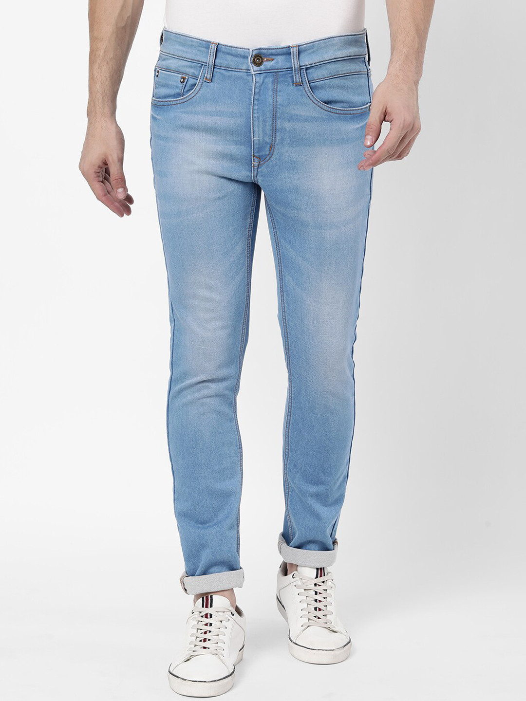 Buy AD By Arvind Men Blue Skinny Fit Heavy Fade Jeans - Jeans for Men ...