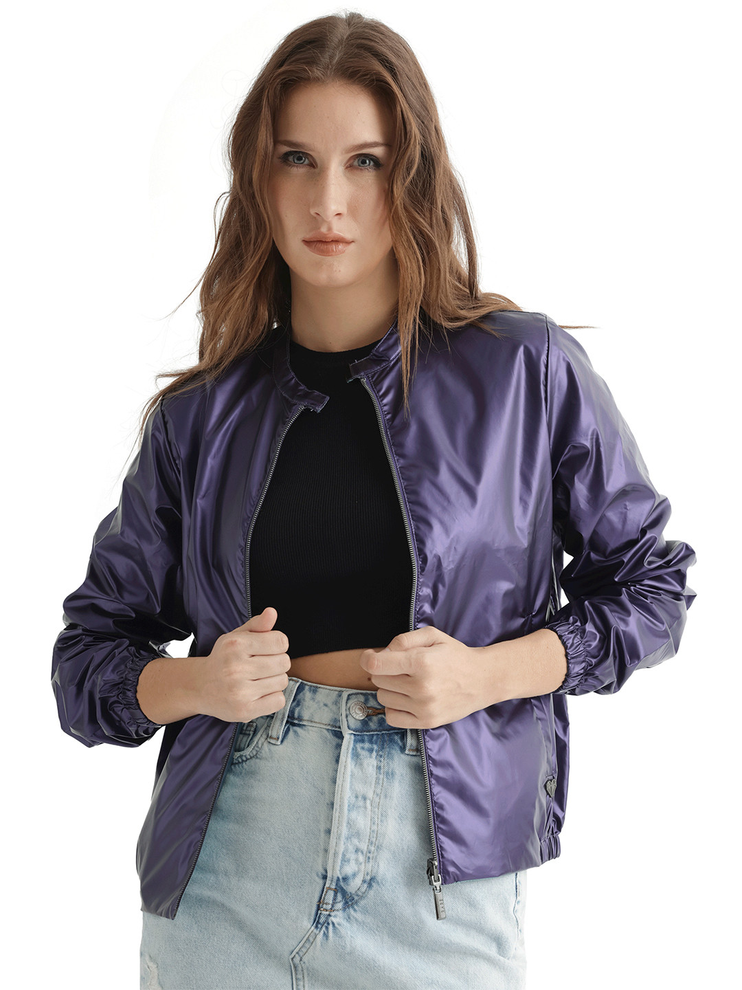 Buy RAREISM Women Purple & Blue Reversible Tailored Jacket - Jackets ...