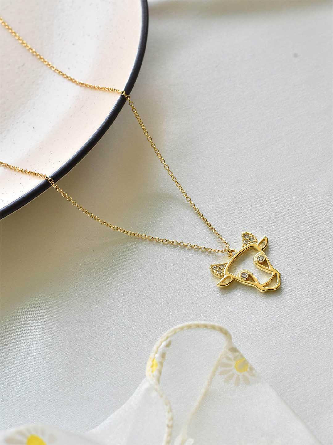 Buy Klissaa Gold Plated Taurus Zodiac Sign Designed Necklace - Necklace ...