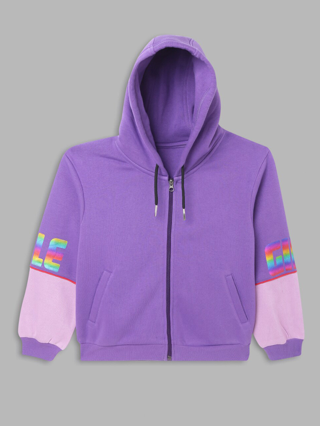 Buy ELLE Girls Purple Colourblocked Hooded Sweatshirt - Sweatshirts for ...
