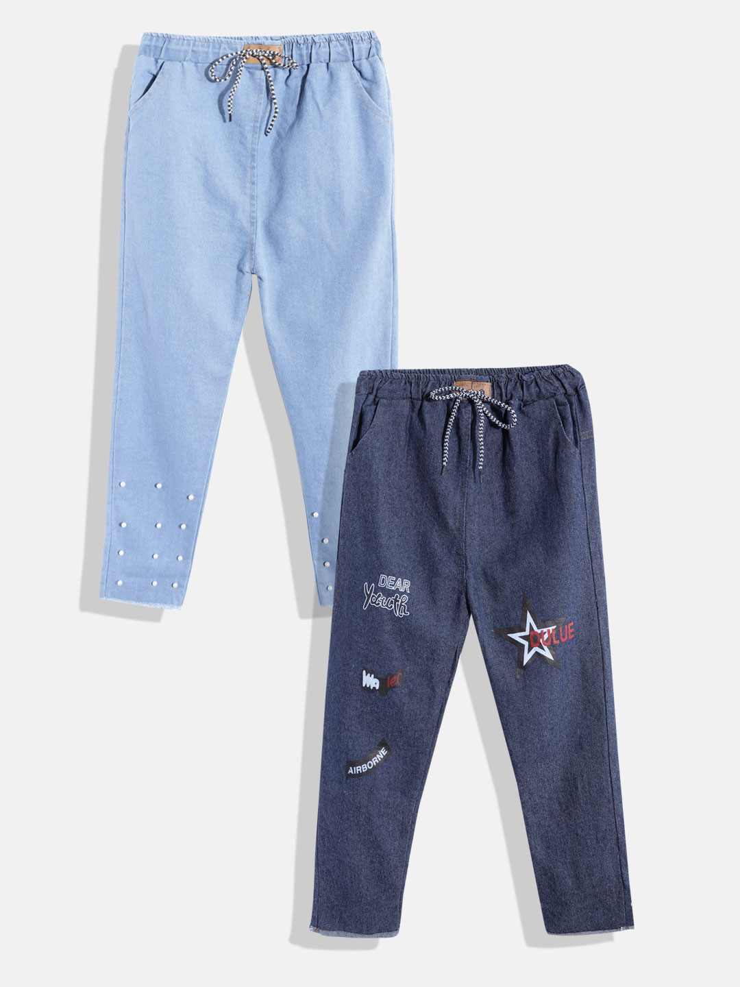 Buy MANZON Girls Pack Of 2 Slim Fit Printed Stretchable Jeans - Jeans ...