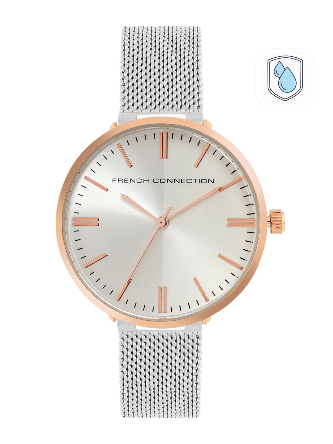 Buy French Connection Women Silver Toned Embellished Dial & Silver ...