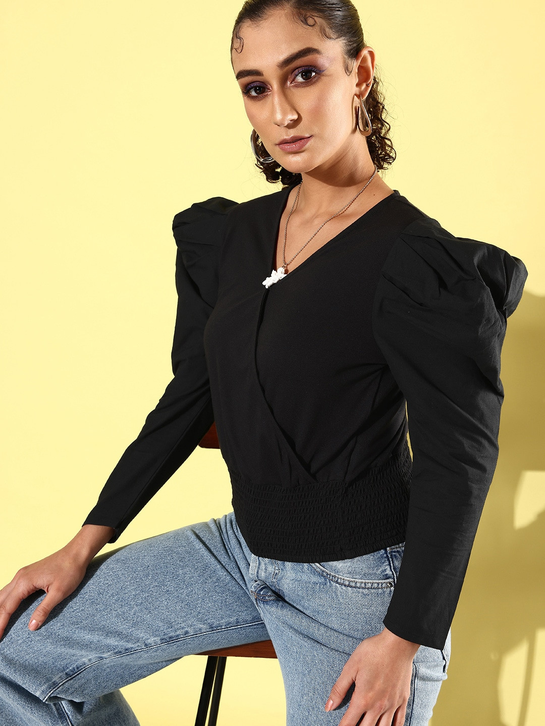 Buy The Roadster Lifestyle Co. Jet Black Smocked Wrap Style Hollaback ...