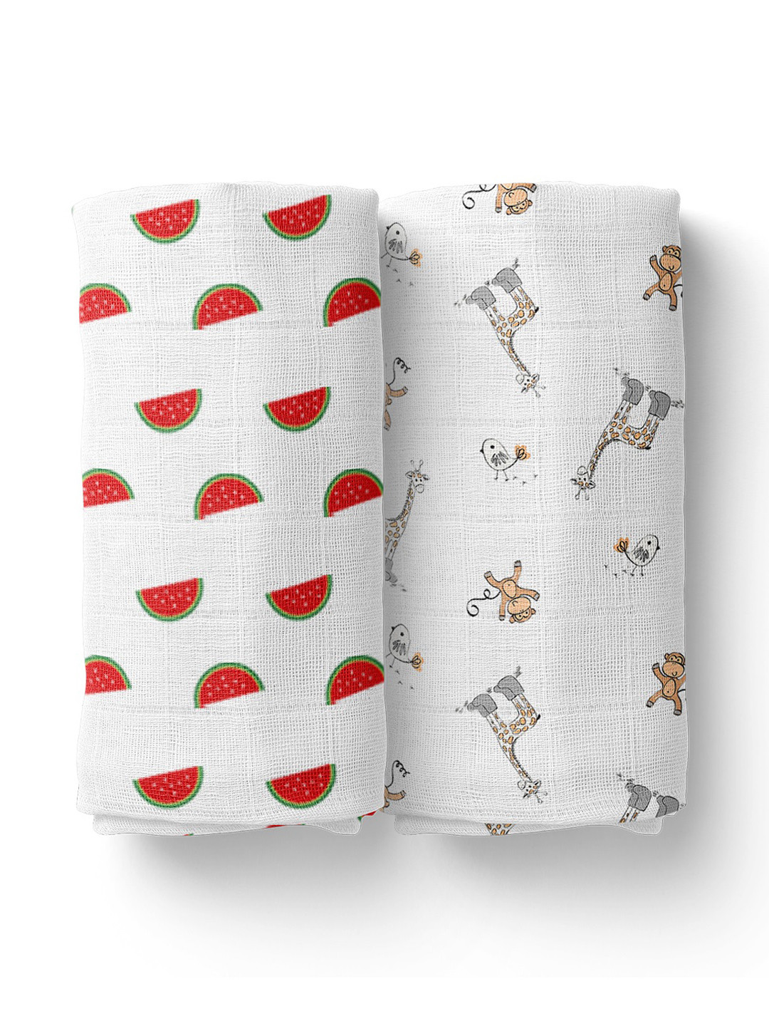 Buy Moms Home Infants Set Of 2 White Printed Organic Cotton Muslin ...