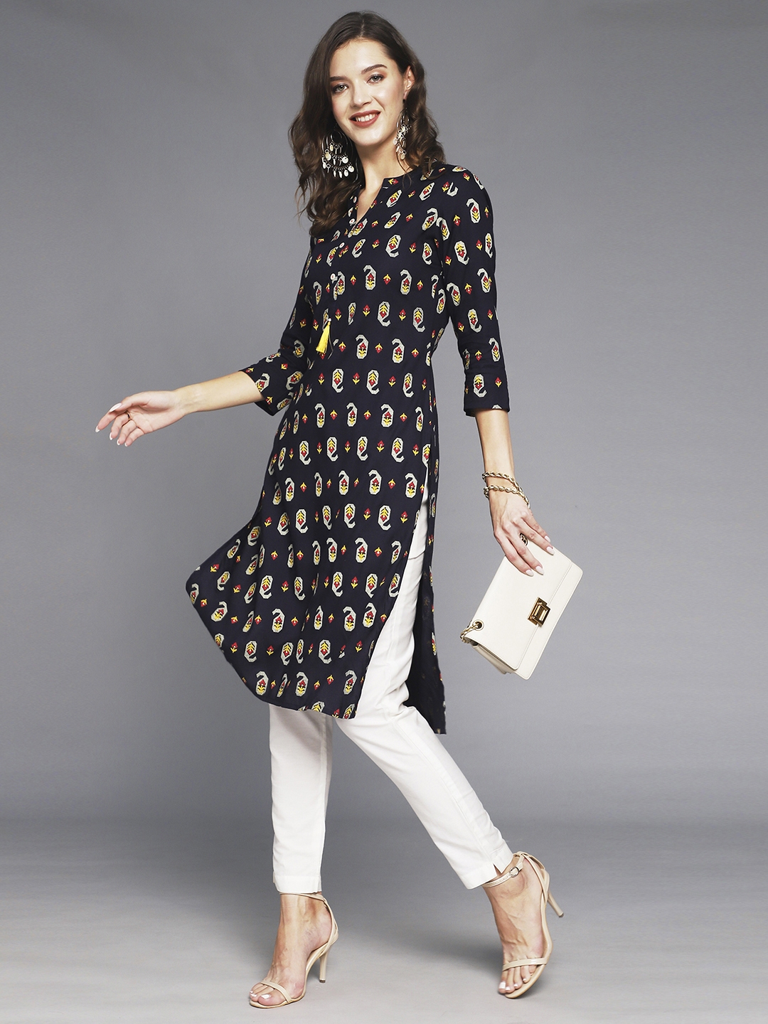 Buy Anubhutee Women Blue Ethnic Motifs Printed Kurta Kurtas For Women