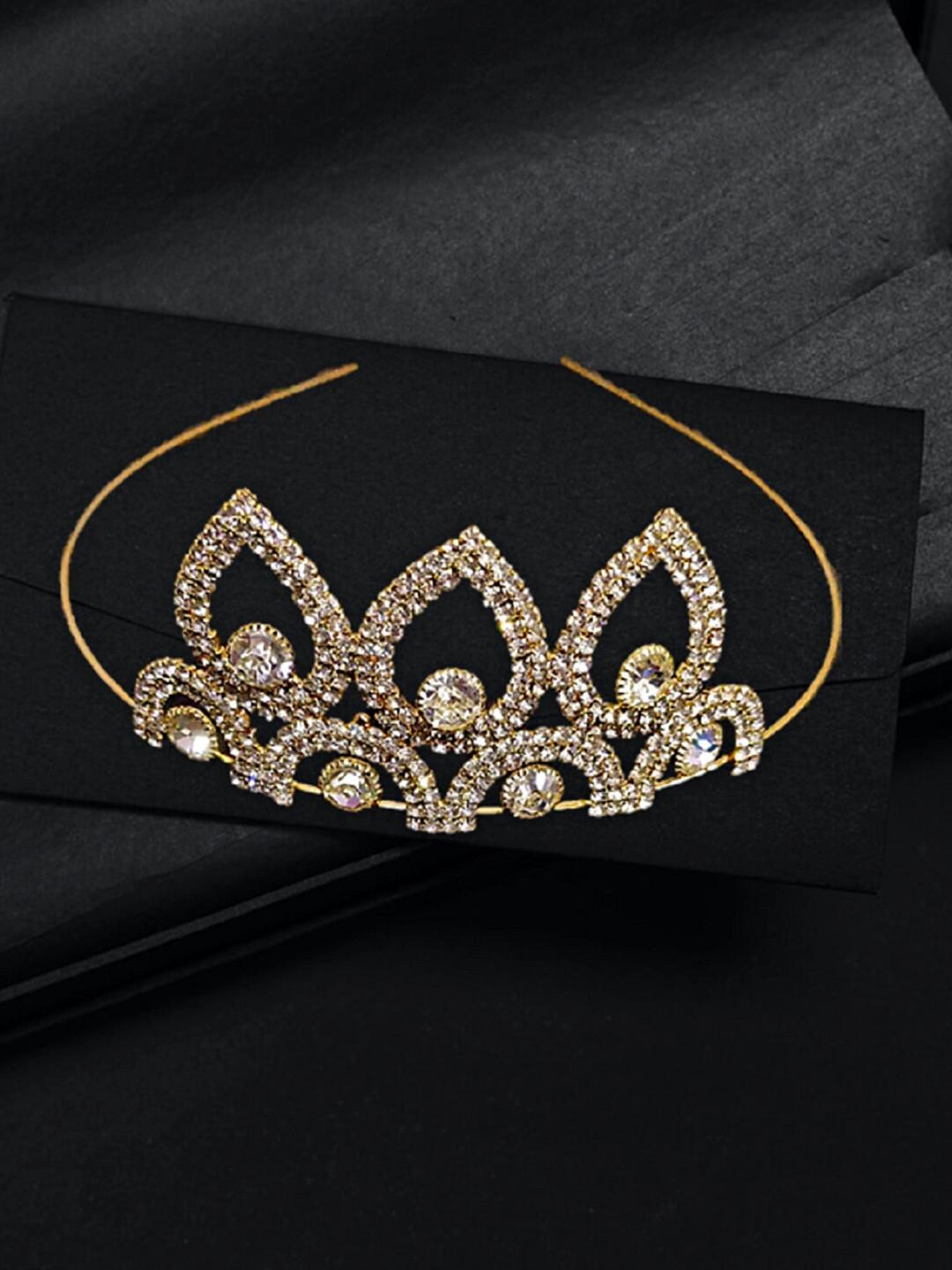 Buy Proplady Girls Gold Toned & White Embellished Tiara - Hair ...
