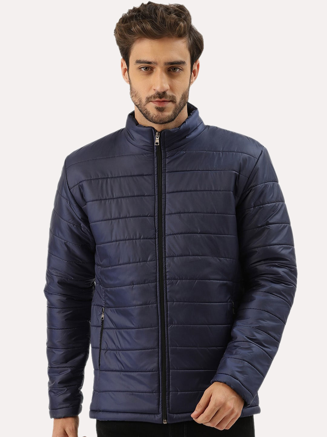 Buy Leather Retail Men Blue Lightweight Outdoor Puffer Jacket - Jackets ...