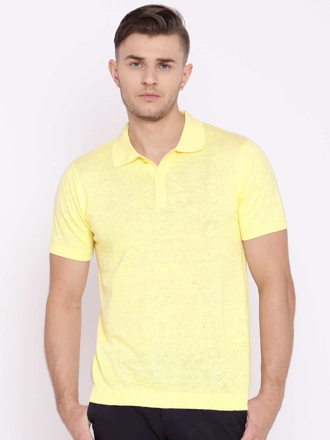 Buy Allen Solly Men Yellow Solid Polo Collar T Shirt Tshirts For Men