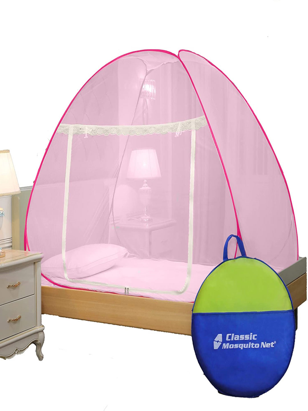 Buy Classic Mosquito Net Pink Solid Single Size Bed Mosquito Net ...