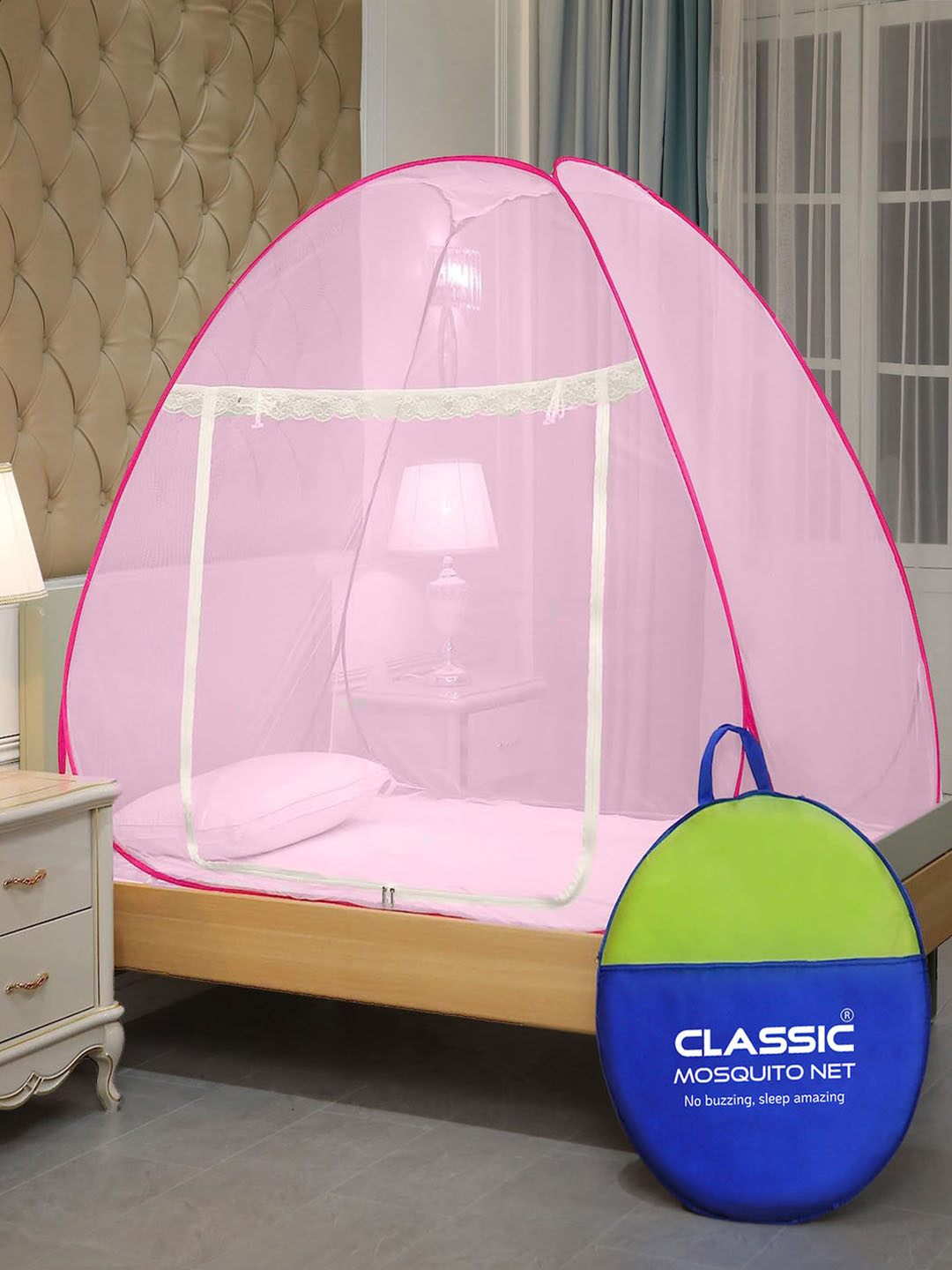 Buy Classic Mosquito Net Pink Solid Single Size Bed Mosquito Net ...