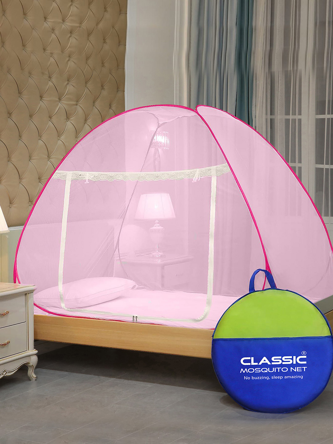 Buy Classic Mosquito Net Pink Solid Single Size Bed Mosquito Net ...