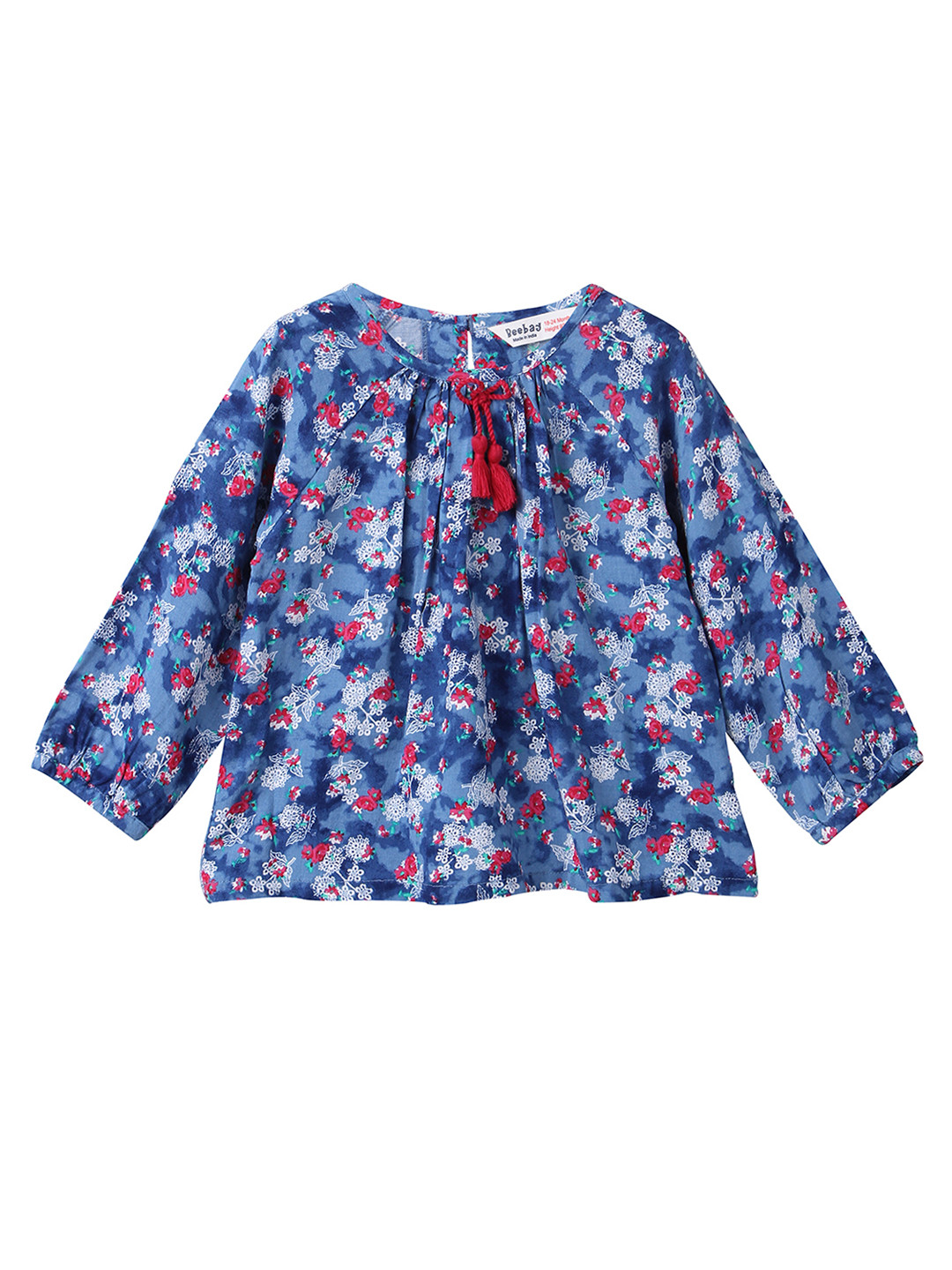Buy Beebay Girls Blue Printed Pure Cotton Top - Tops for Girls 2034386 ...