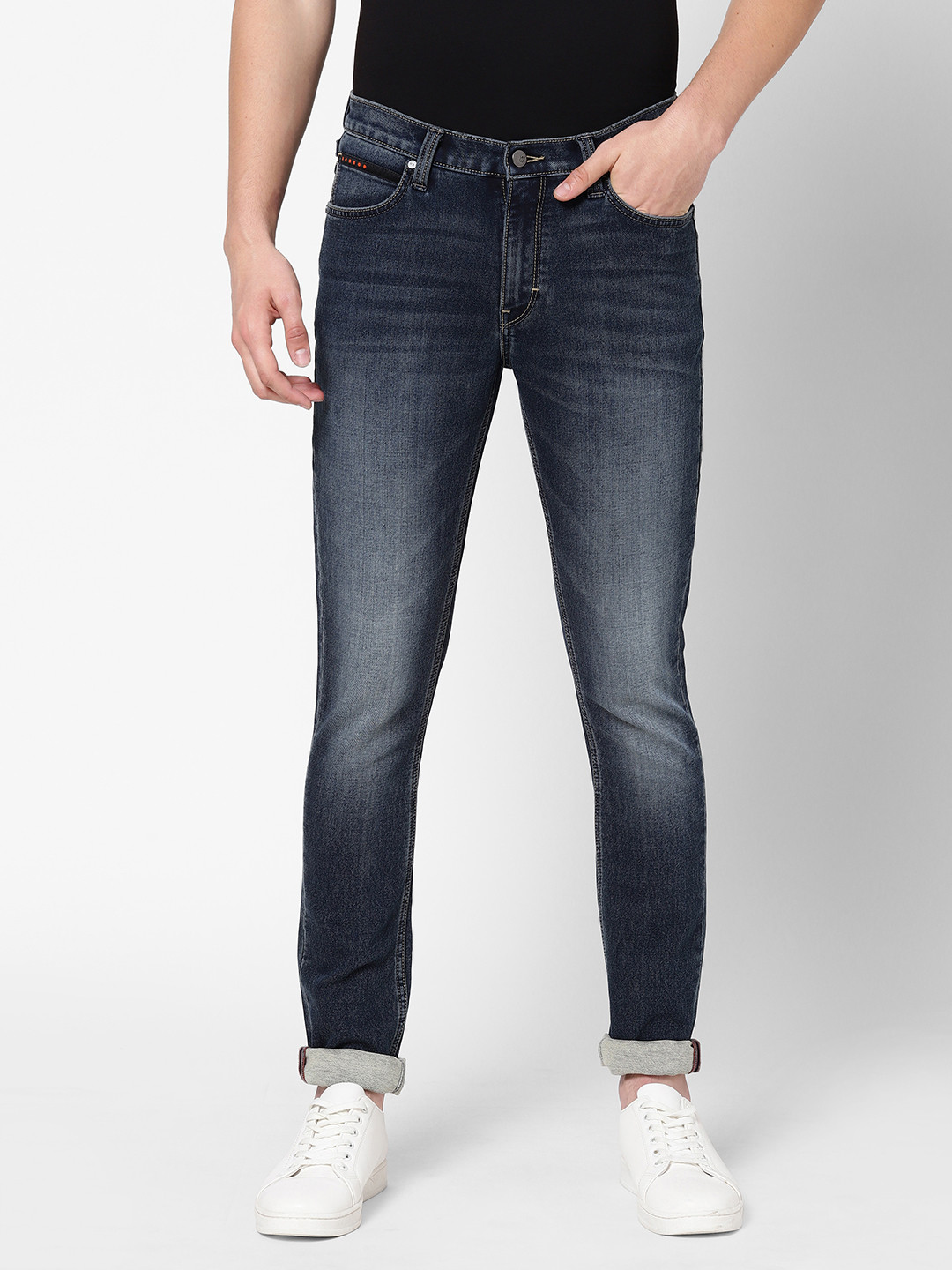 Buy Lee Men Blue Bruce Skinny Fit Mildly Distressed Heavy Fade Jeans ...