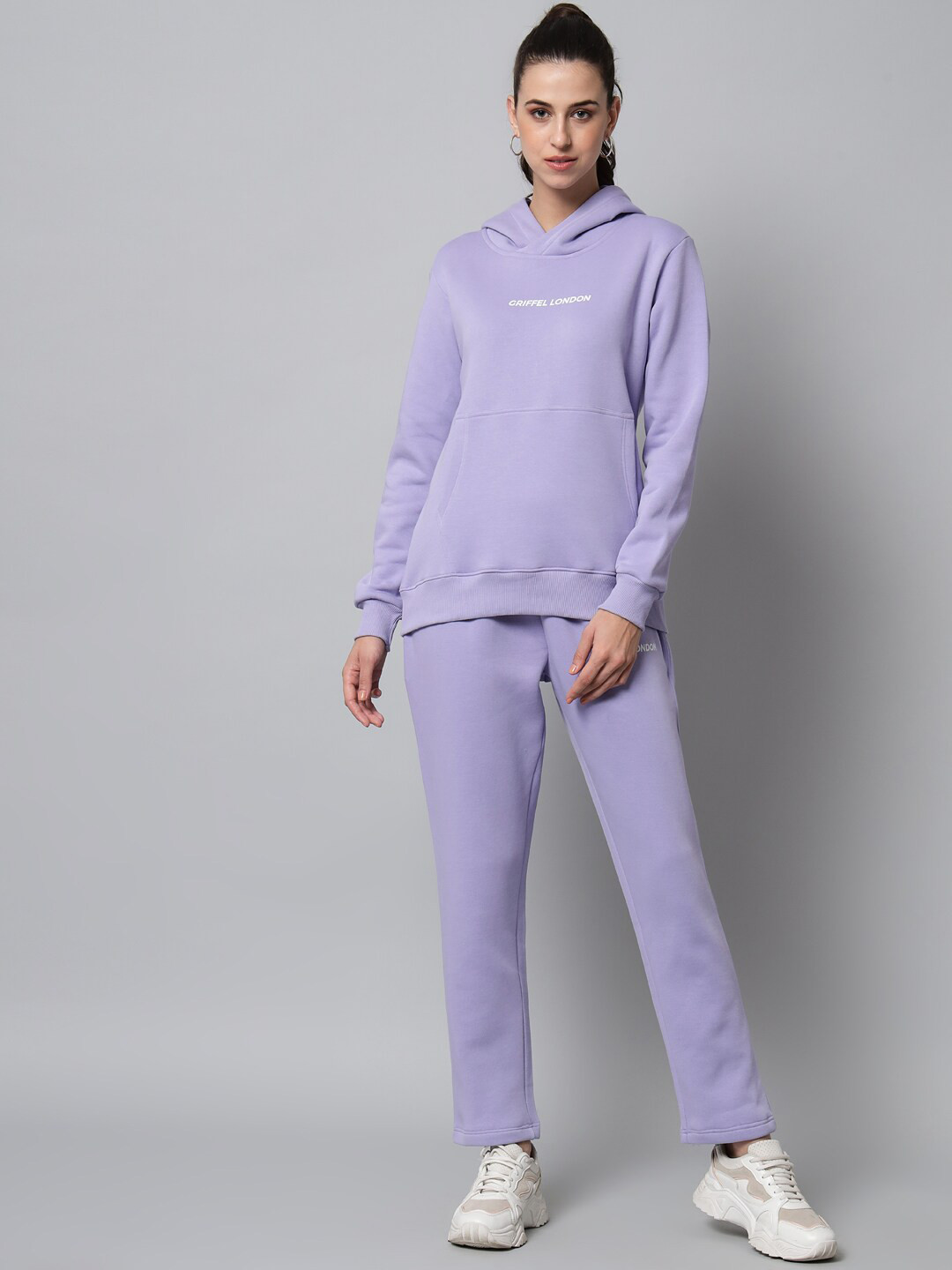 Buy GRIFFEL Women Lavender & White Logo Printed Tracksuit - Tracksuits ...