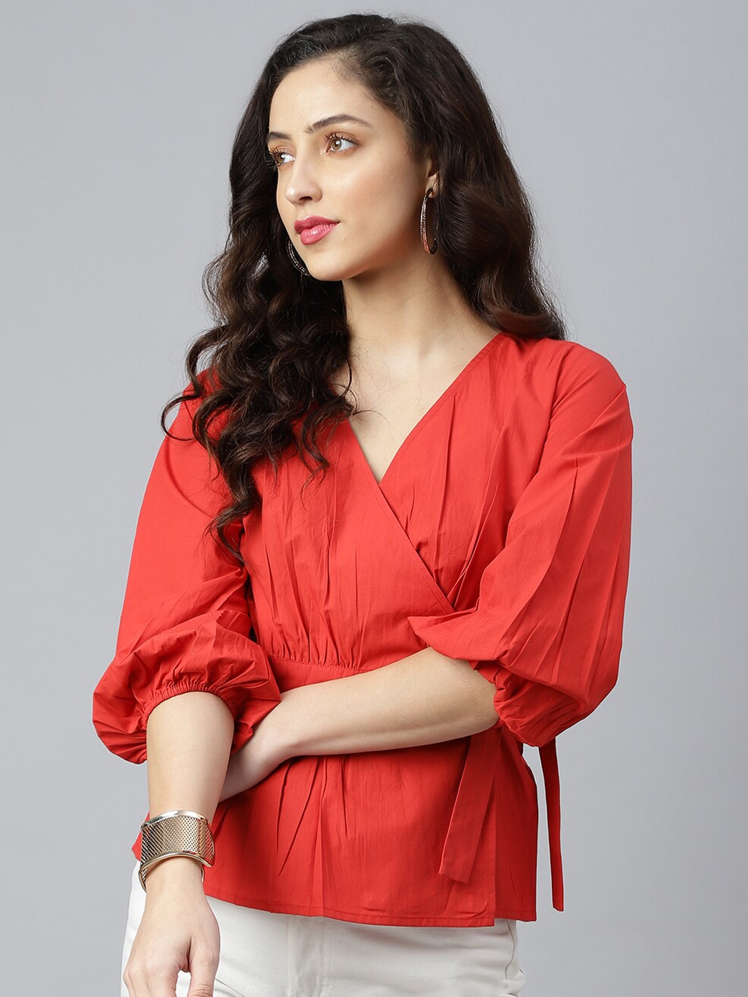 Buy Pinwheel Women Red Cotton Wrap Top Tops For Women 20347804 Myntra