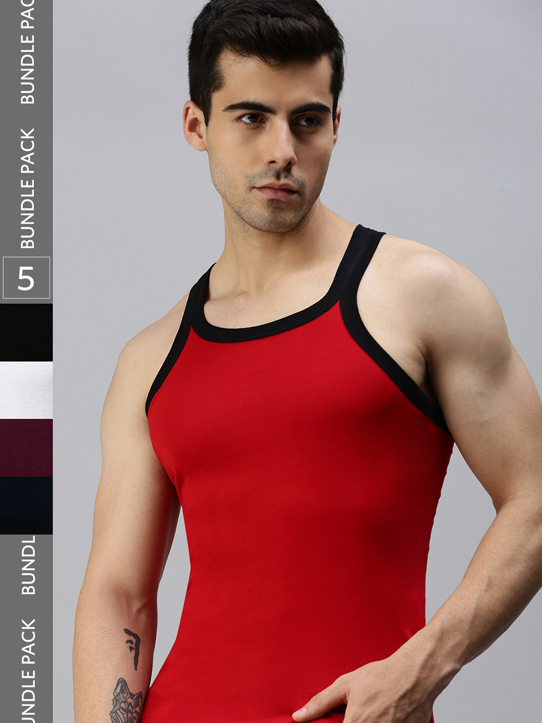 Buy Lux Cozi Men Pack Of 5 Assorted Pure Cotton Innerwear Vests ...