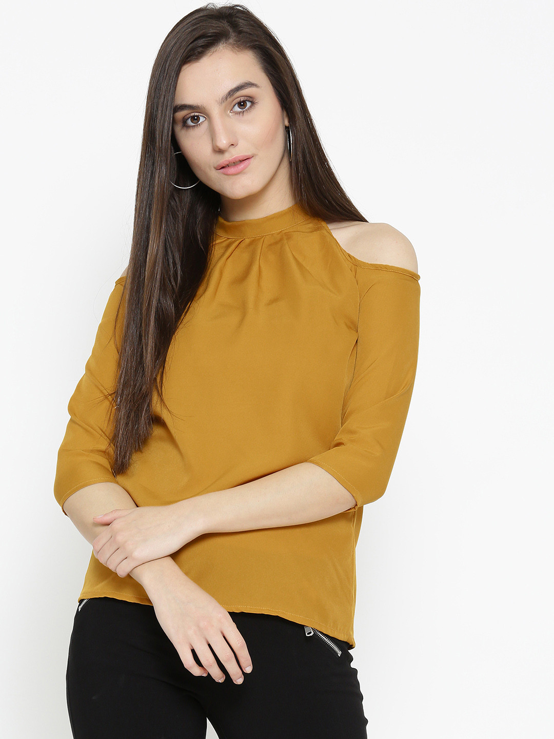Buy U&F Women Mustard Yellow Solid Top - Tops for Women 2034898 | Myntra