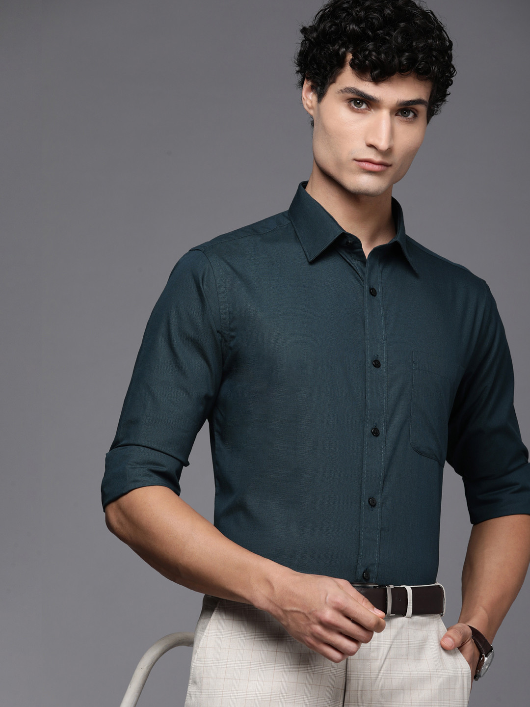 Buy Raymond Men Slim Fit Pure Cotton Formal Shirt - Shirts for Men ...