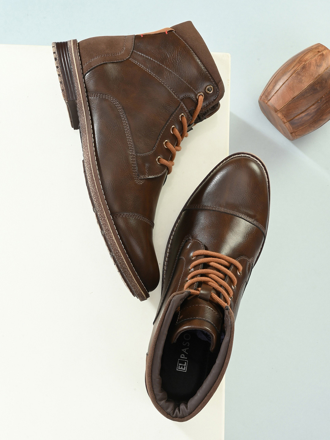 Buy El Paso Men Brown Leather Solid Boots - Boots for Men 20353868 | Myntra