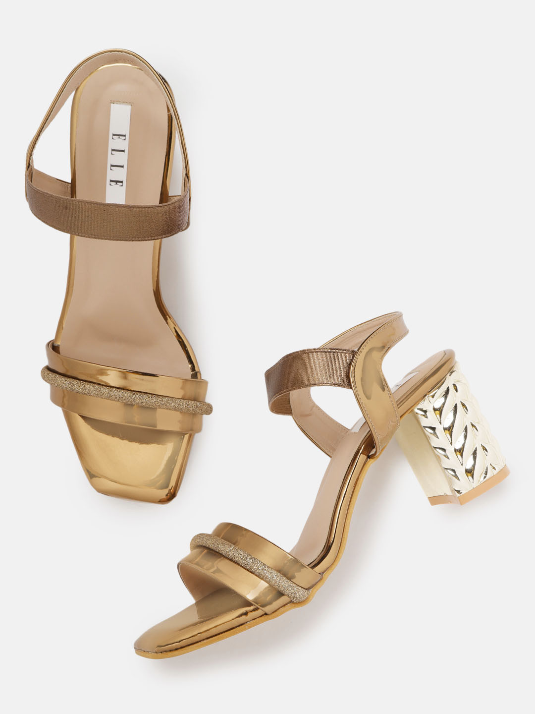 Buy ELLE Copper Toned Party Block Heels - Heels for Women 20356128 | Myntra