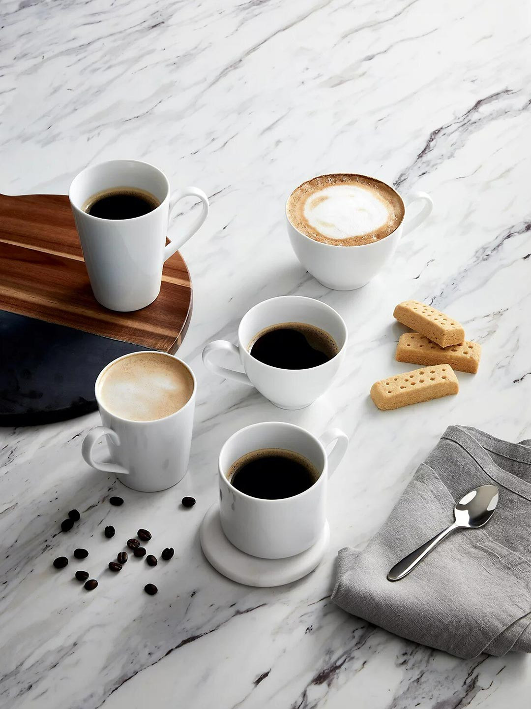 Buy Marks & Spencer Set Of 4 White Solid Ceramic Glossy Cups 350 Ml ...