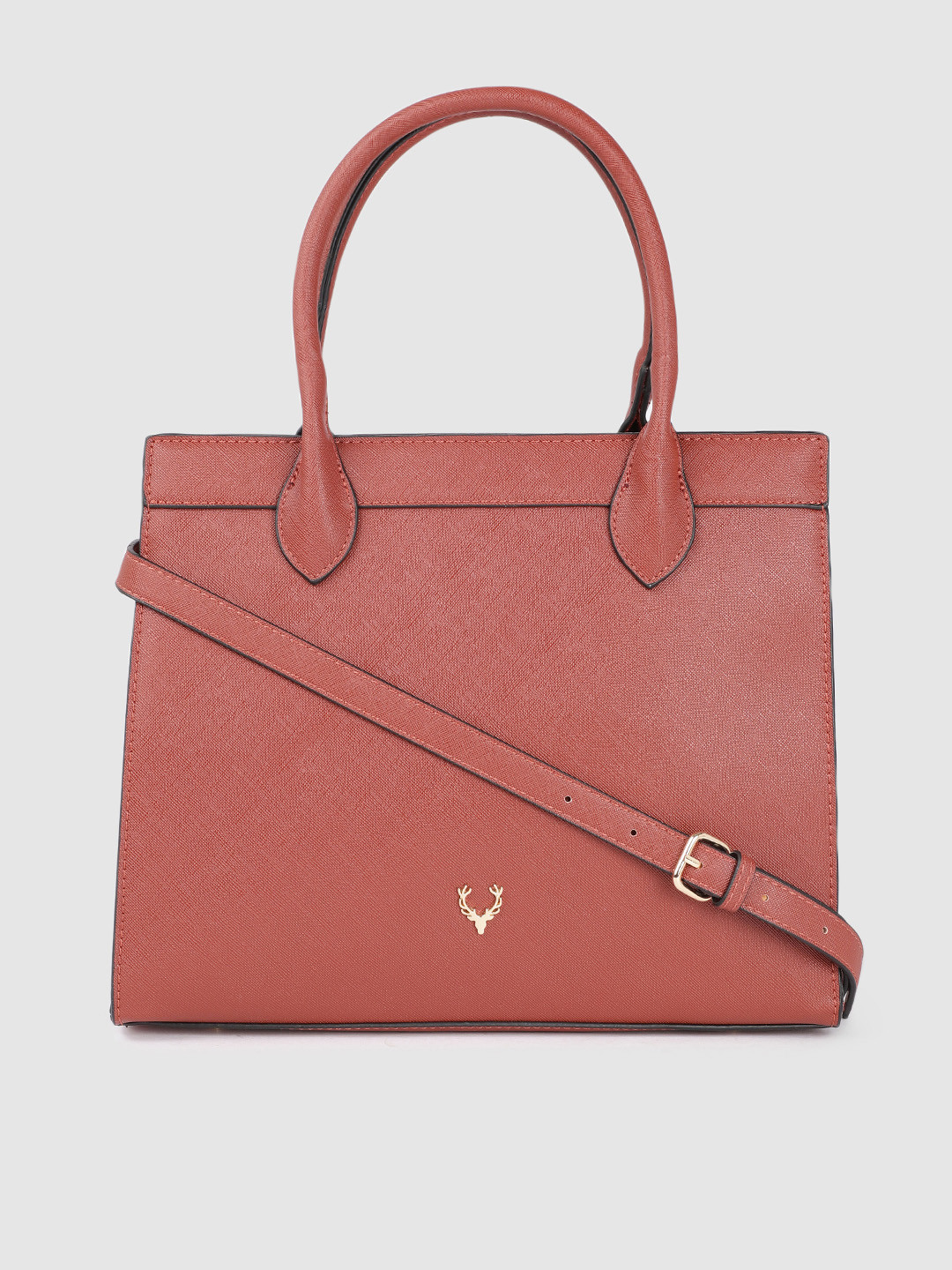 Buy Allen Solly Brown Solid Structured Shoulder Bag - Handbags for ...