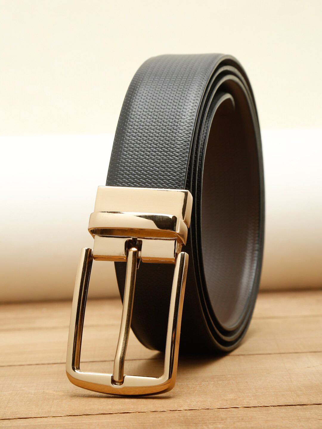 Buy Teakwood Leathers Men Black Textured Leather Formal Belt - Belts ...