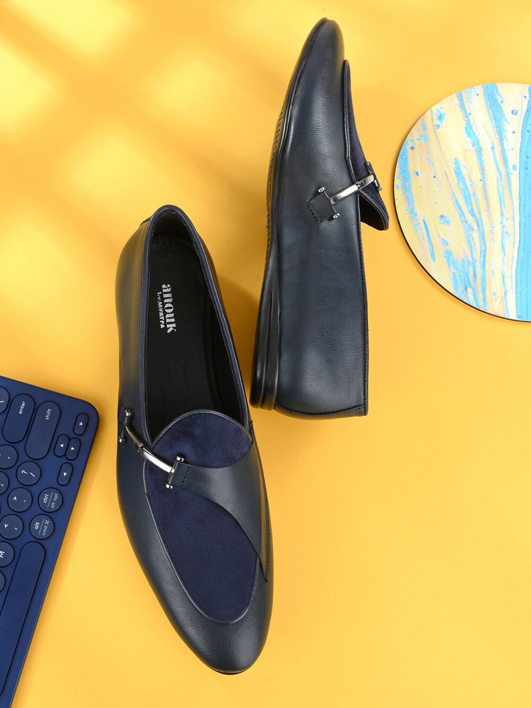 Buy Anouk Men Blue Faux Leather Slip On Casual Loafer - Casual Shoes ...