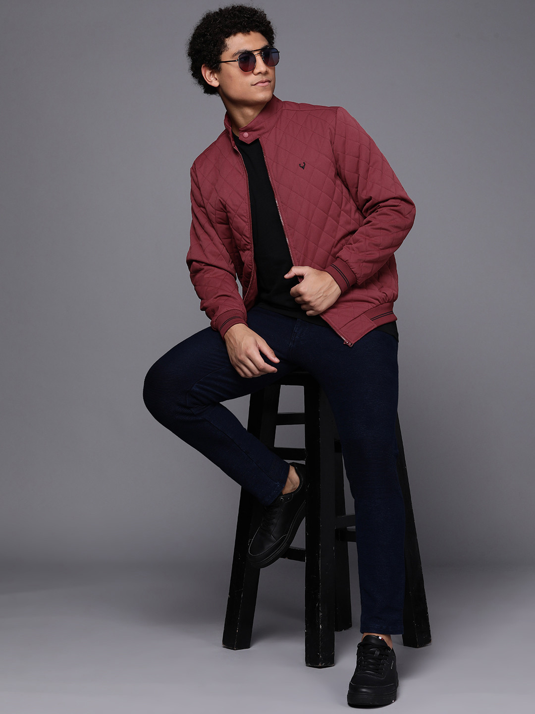 Buy Allen Solly Men Maroon Solid Quilted Jacket - Jackets for Men ...